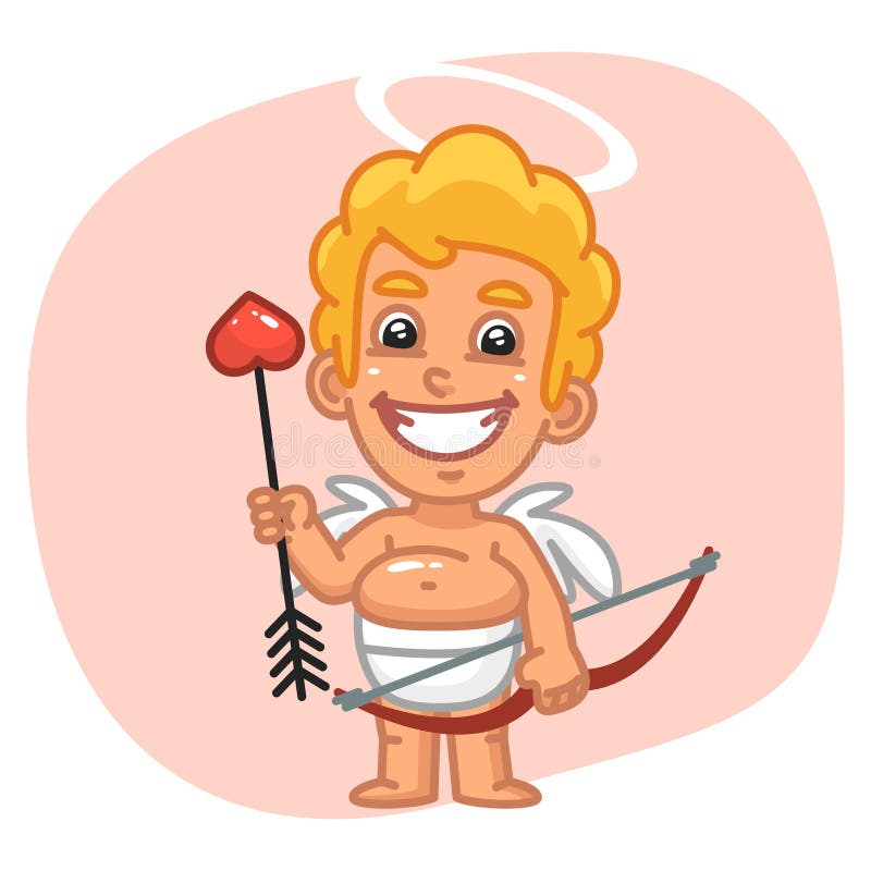Cupido met Boog en Pijl vector illustratie. Illustration of krullend ...