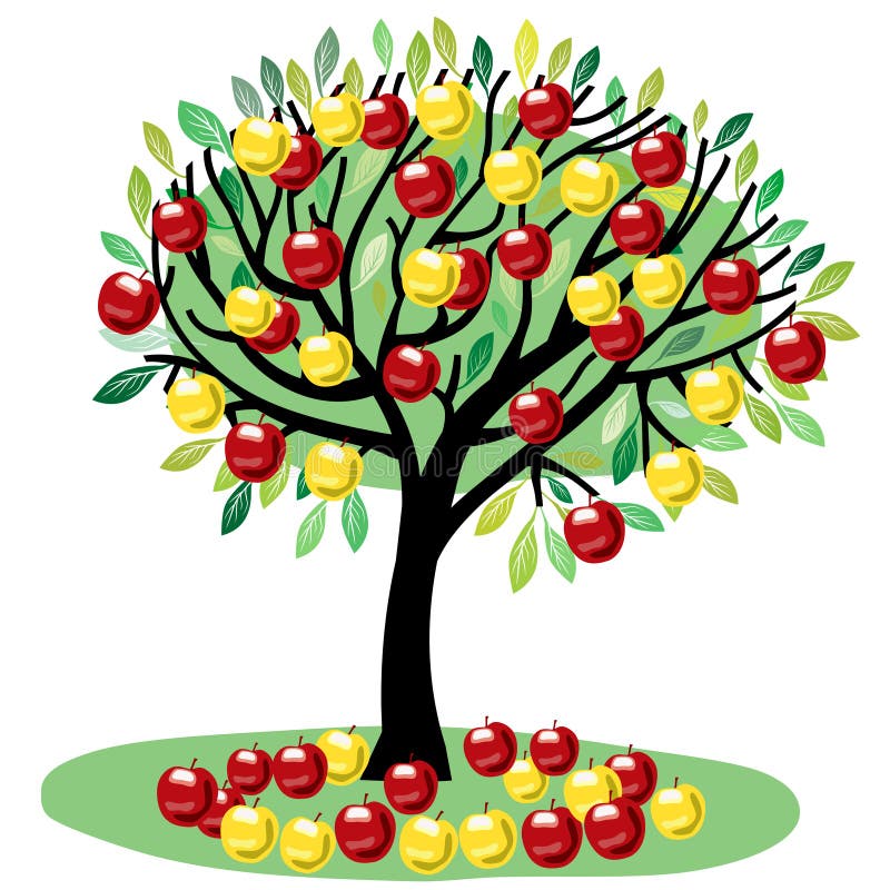 De Boomtekening Van De Appel Vector Illustratie - Illustration of rijp ...