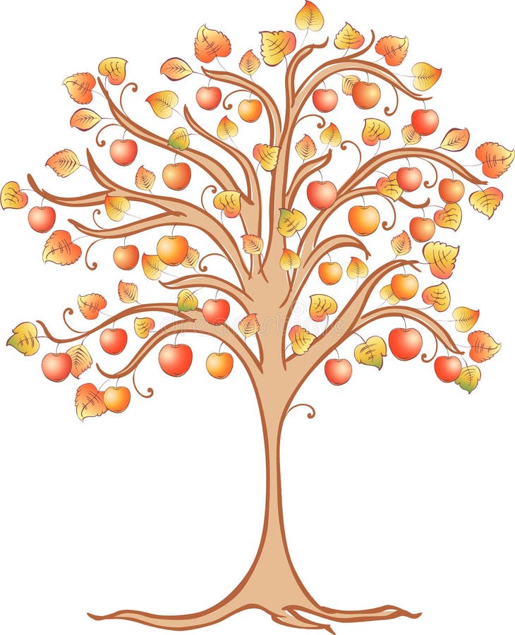 Decoratieve appelboom vector illustratie. Illustratie bestaande uit ...
