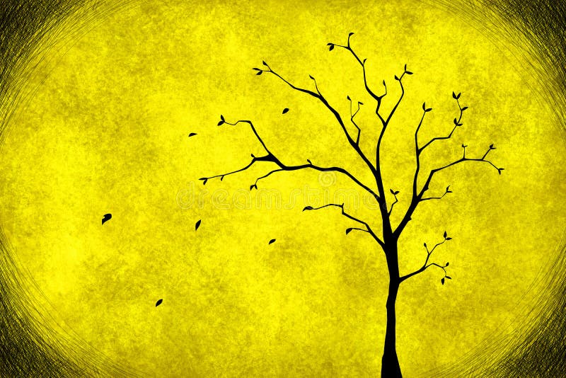 De Boom Van De Tekening Op Geel Stock Illustratie - Illustration of ...