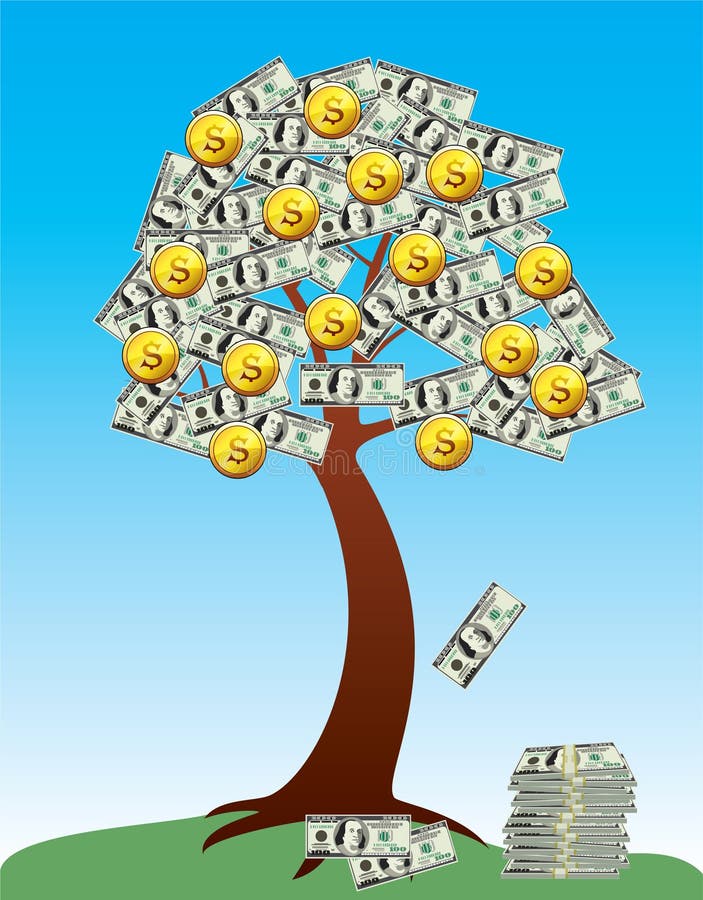 Het Geld Groeit Niet Op Bomen Stock Illustratie - Illustration of werk ...
