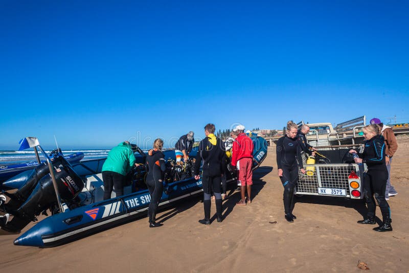 De Duikers Met Materiaal Om Onder Het Water Te Duiken Gaan Naar Het ...