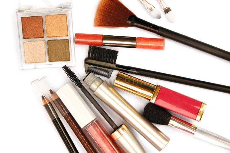Make-up kwast en cosmetica stock afbeelding. Image of samenstelling ...