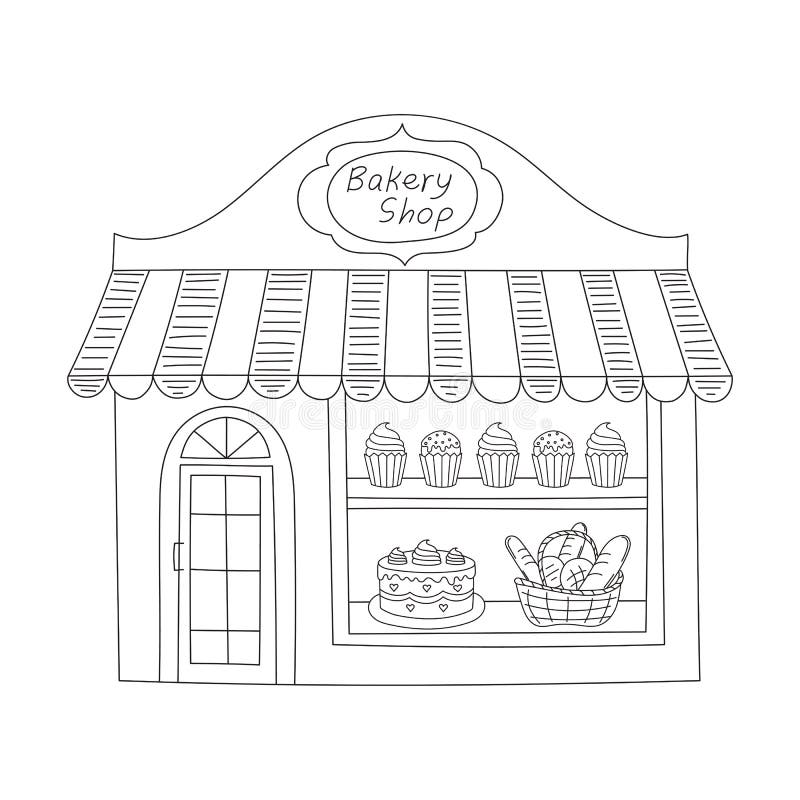De Bouw Van De Bakkerijwinkel Vectorillustratie Vector Illustratie ...