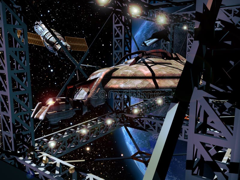 De Bouw Van Het Ruimteschip Stock Illustratie - Illustration of concept ...
