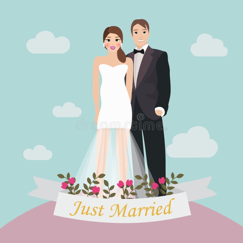 De Bruid en de Bruidegom vector illustratie. Illustration of ceremonie ...