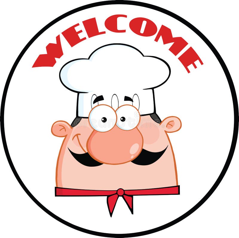 De Cirkeletiket Van Chef-kokman Face Cartoon Vector Illustratie ...