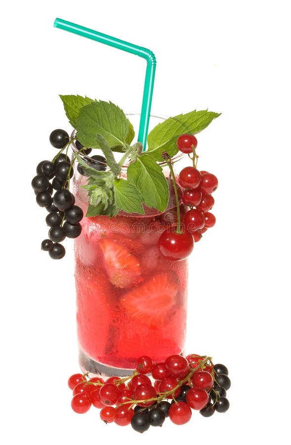 Glas Met Een Koeldrank Van Bessen En Ijs Ik Houd Van U Luchtbellen Op ...