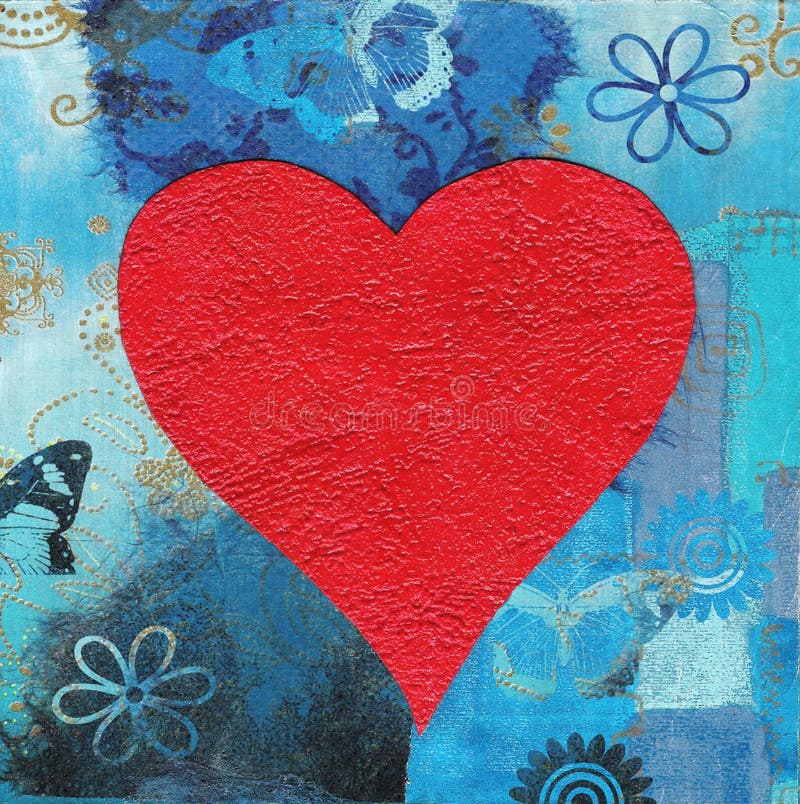 De Collage Van Het Hart Het Schilderen Stock Illustratie - Illustration of valentijnen, hart ...