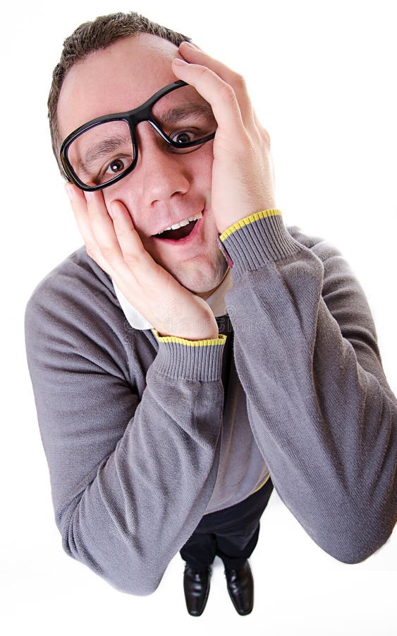 Een Computernerd Raakt Haar Gezicht Aan Stock Afbeelding - Image of ...