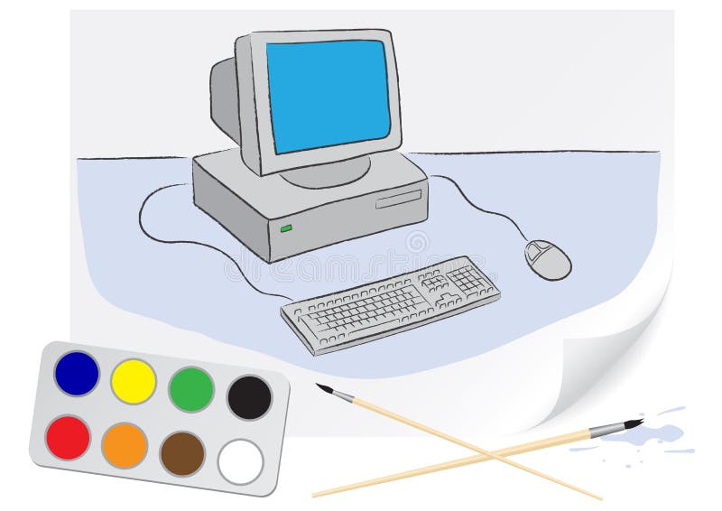 De Computer Van De Tekening Vector Illustratie - Illustration of ...