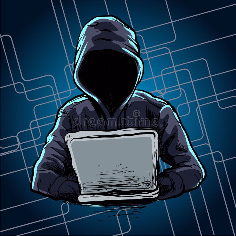 De Illustratie Van Het De Piraatbeeldverhaal Van De Computerhakker ...