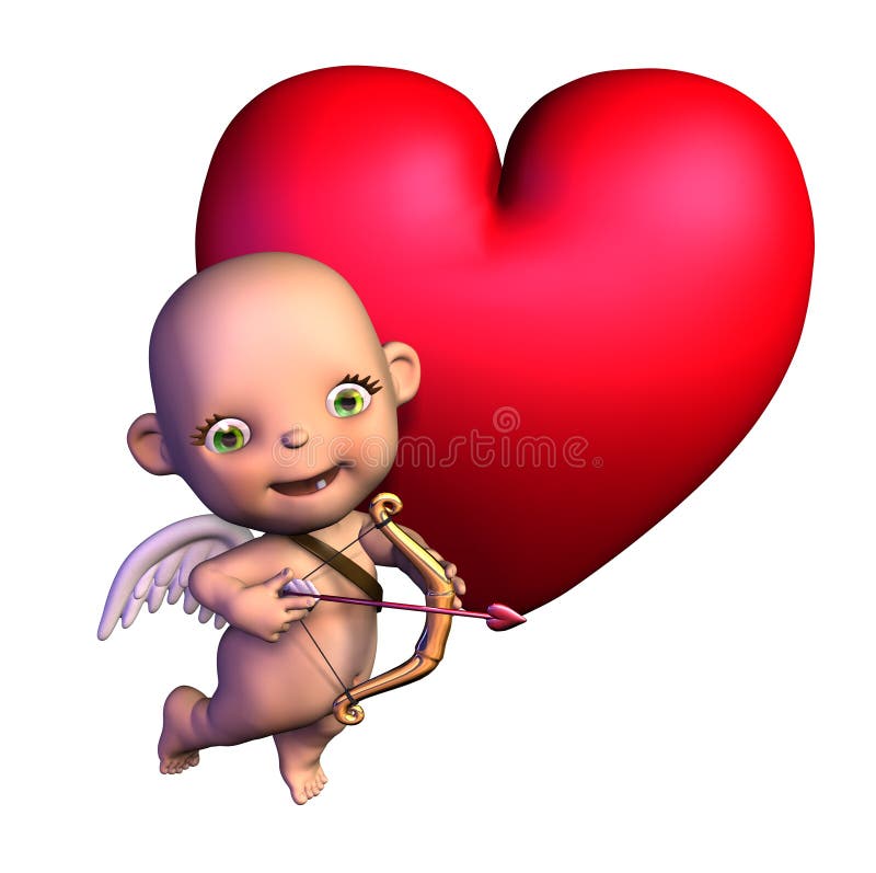 De Cupido Van Het Beeldverhaal Met Hart Stock Illustratie ...