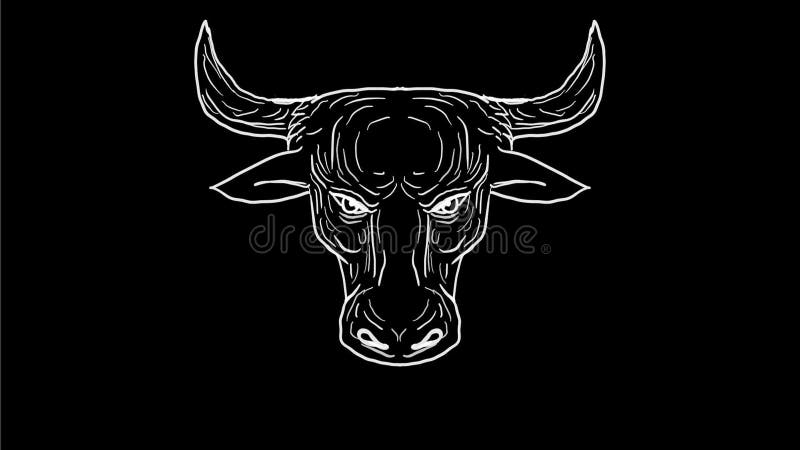 De 2D Animatie Van Texas Longhorn Bull Snorting Drawing Stock Video ...