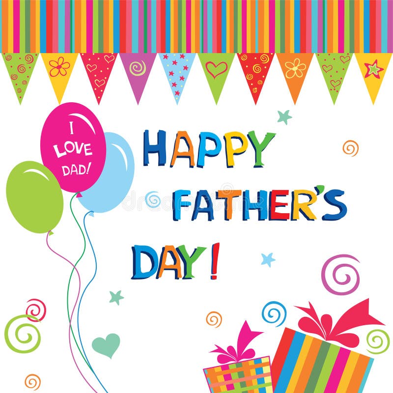 Een Gelukkige Kaart Van De Vaderdag. Vector Illustratie - Illustration ...