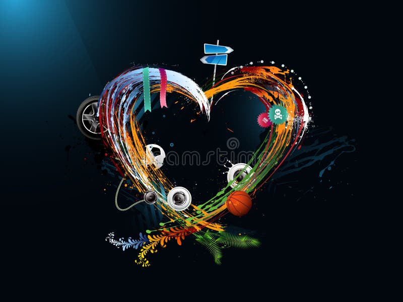 De Dag Van De Valentijnskaart Van Het Hart, Graffiti Vector Illustratie ...