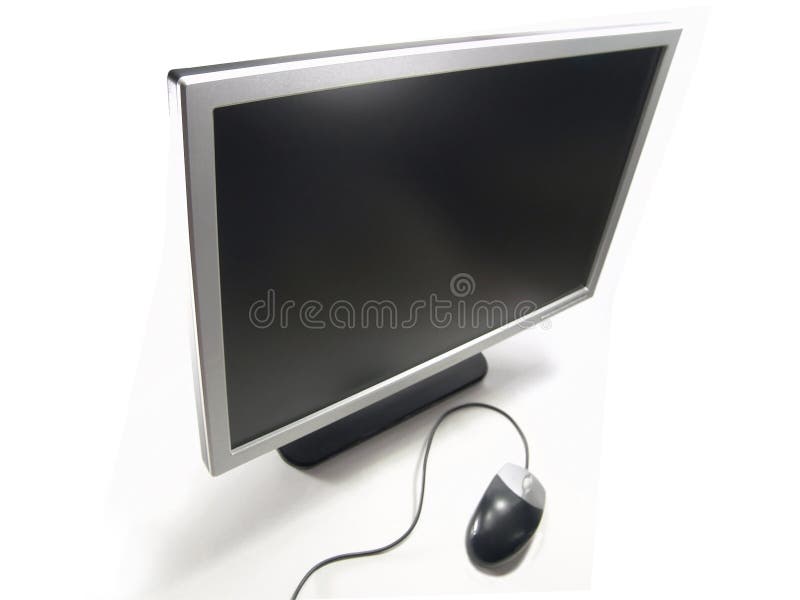 Breedbeeld LCD Computermonitor En Muis Stock Foto - Image of gegevens ...
