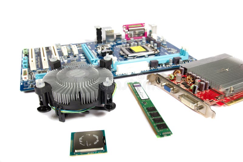 PC-onderdelen Op Witte Achtergrond Stock Foto - Image of spaander ...