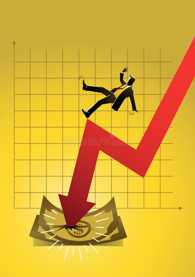 De-dollarization, Dollar Paper Hit by Graphic Arrow Stock Vector ...