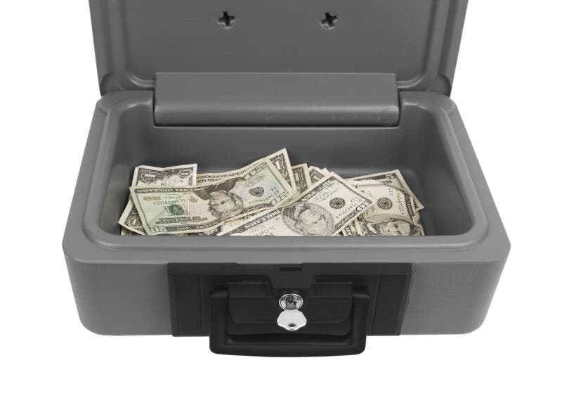 De Doos Van Het Contante Geld Stock Foto - Image of grijs, horizontaal ...
