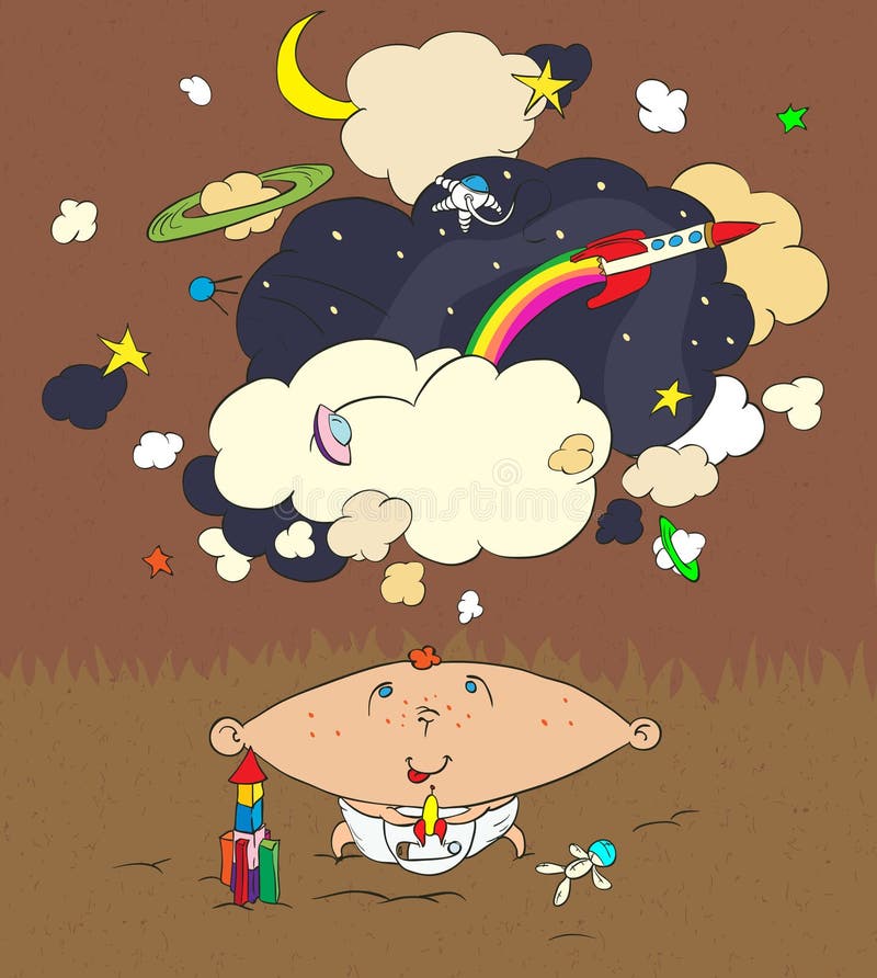 De dromen van kinderen vector illustratie. Illustration of wolken ...