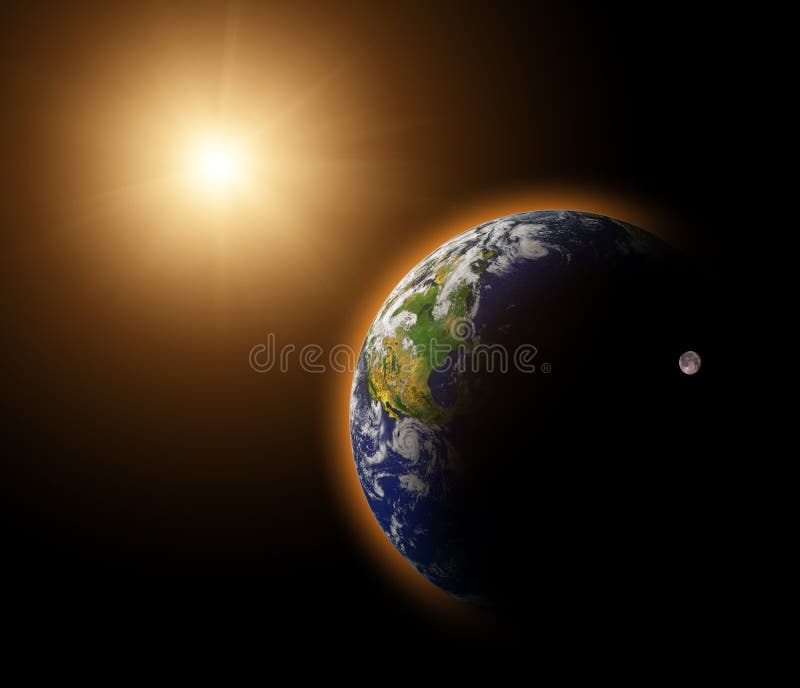 Echte Aarde Planeet in Gele Zon Stock Illustratie - Illustration of ...