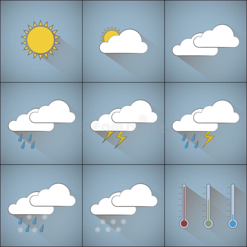 De Eenvoudige Pictogrammen Van Het Weer Vector Illustratie ...