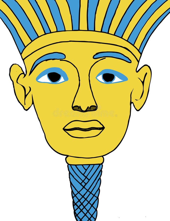 Gouden Masker Van De Egyptische Farao Met De Hand Getekend. Tutankhamun ...