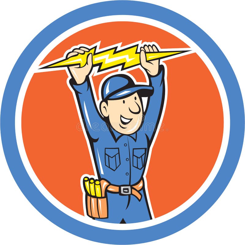Thunderbolt Toolman Elektricien Bliksem Cartoon Vector Illustratie ...