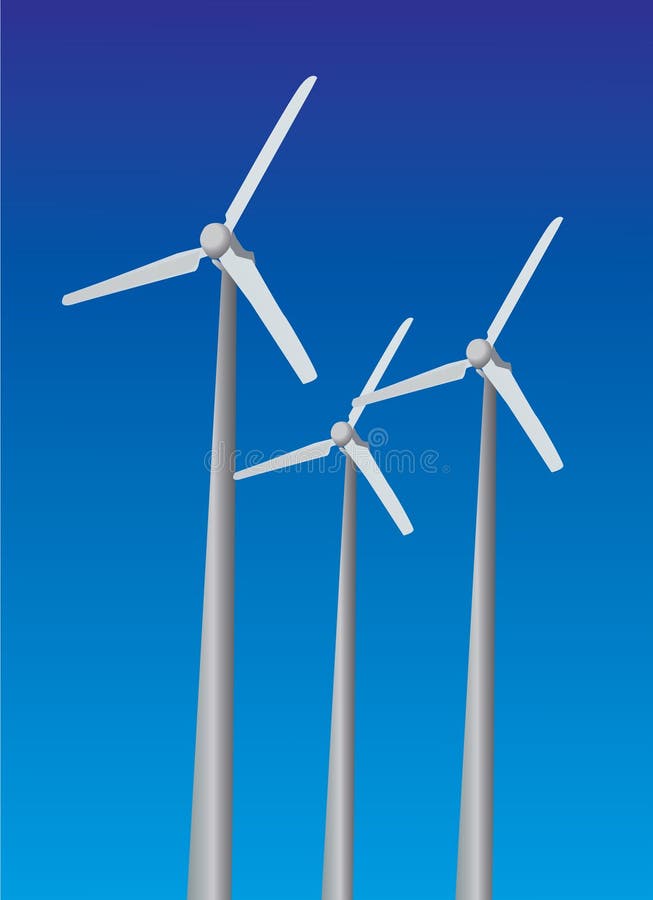 De Elektrische Centrales Van De Wind Op Hemelachtergrond Vector ...