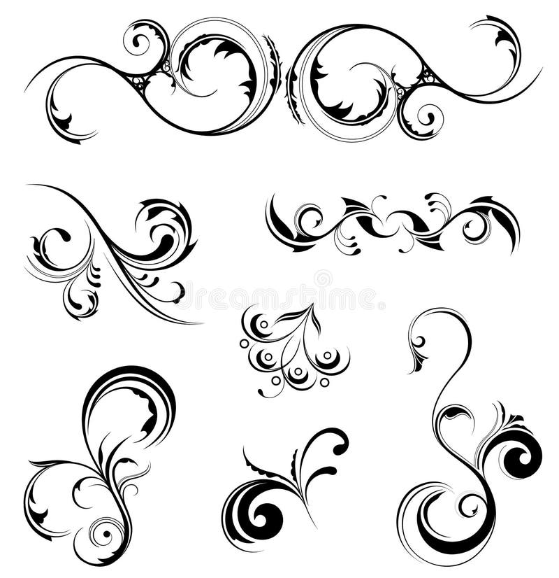 Kalligrafische elementen vector illustratie. Illustration of krul ...