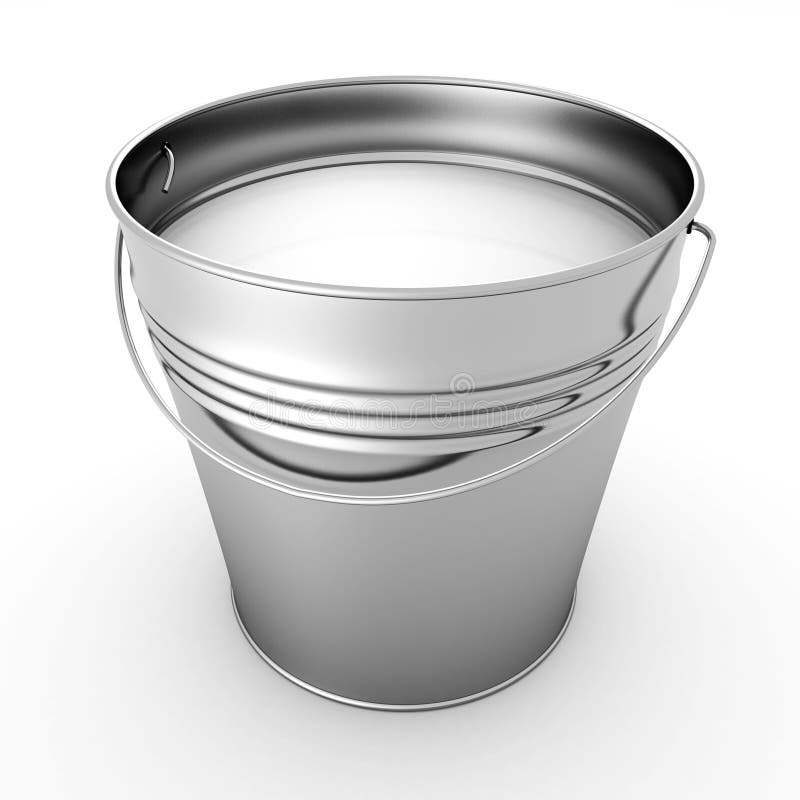 De Emmer Van Het Metaal Met Melk Op Witte Achtergrond Stock Illustratie ...