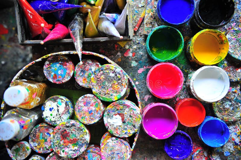 Verfbemmers stock foto. Image of groen, blauw, samenvatting - 60182624