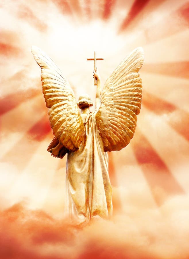 De Engel Van De God Met Het Kruis Stock Illustratie - Illustration of ...