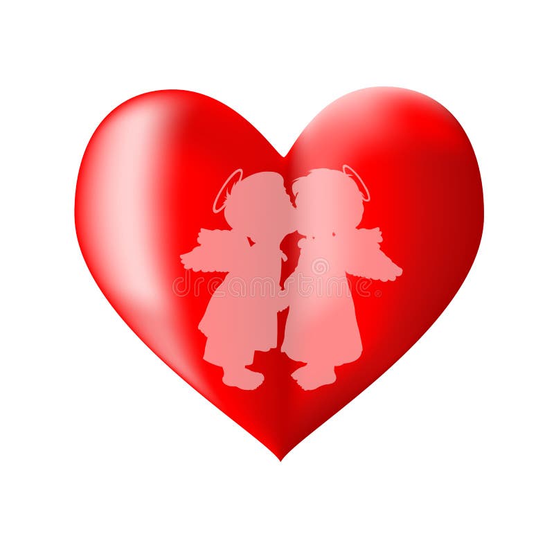De engelen en het hart vector illustratie. Illustration of schat - 15932008