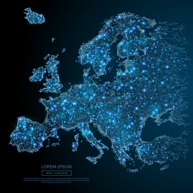 Mapa de Europa no azul ilustração do vetor. Ilustração de azul - 6630310