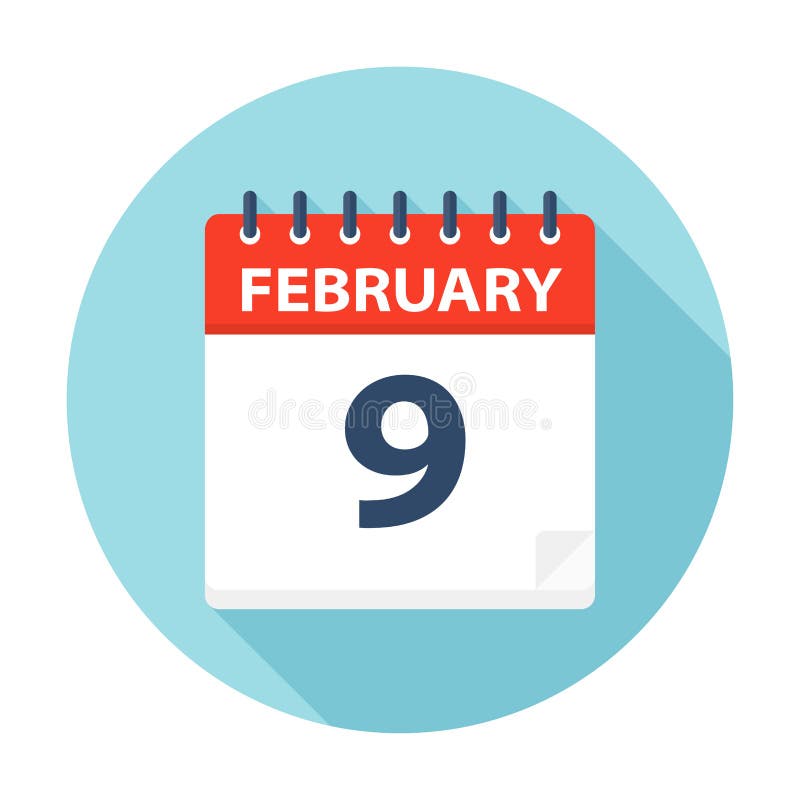 9 De Febrero - Icono Del Calendario Stock de ilustración - Ilustración ...
