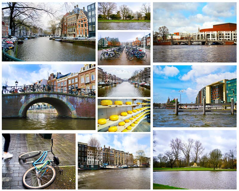 De Fotocollage Holland Van Amsterdam Stock Foto - Image of gebouwen ...