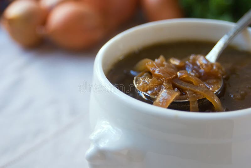 De Franse Soep van de Ui stock foto. Image of soep, lepel - 14781056