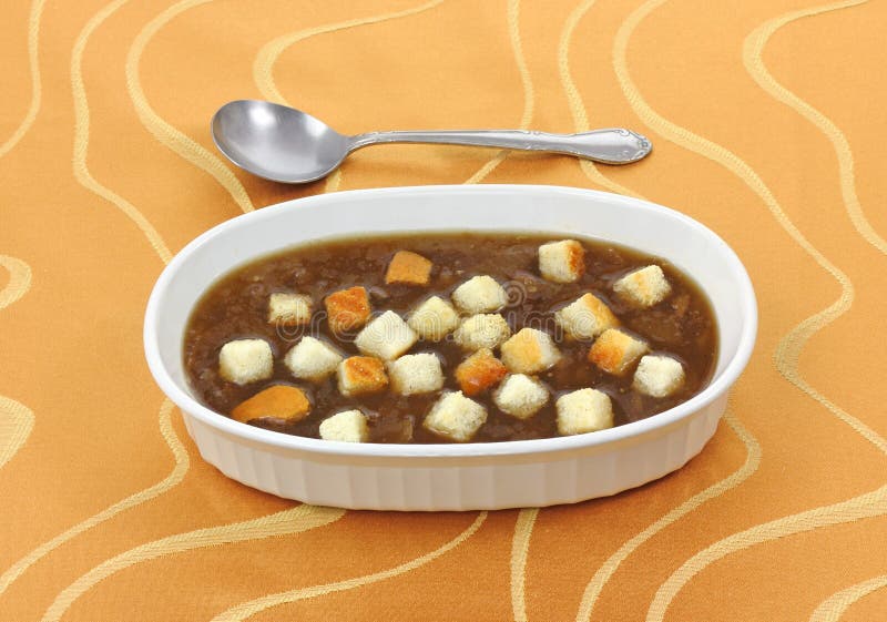 De Franse Soep Van De Ui Met Croutons Stock Foto - Image of smakelijk ...