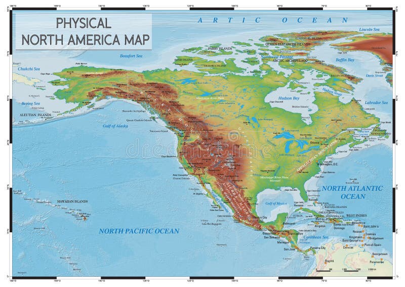De Fysieke Kaart Van Noord-Amerika Vector Illustratie - Illustration of ... De Fysieke Kaart Van Noord-Amerika Vector Illustratie - Illustration of ...