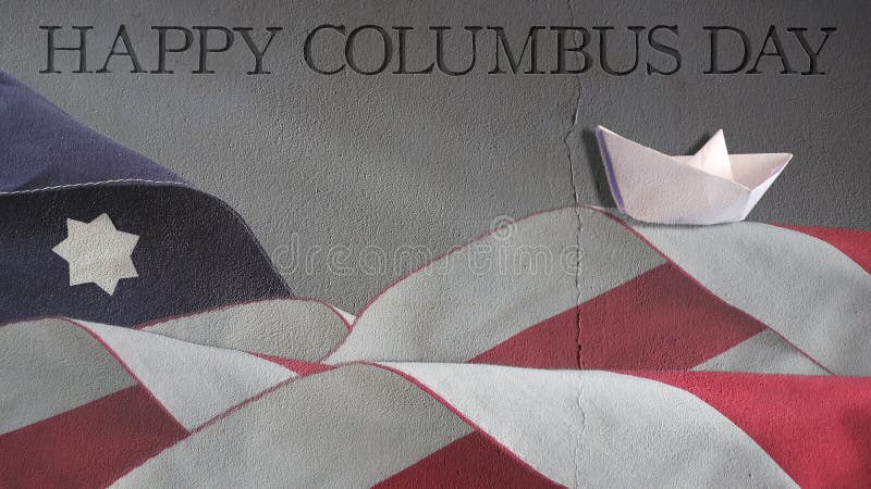 De Gelukkige Dag Van Columbus Document Boot Het Varen Stock Afbeelding ...