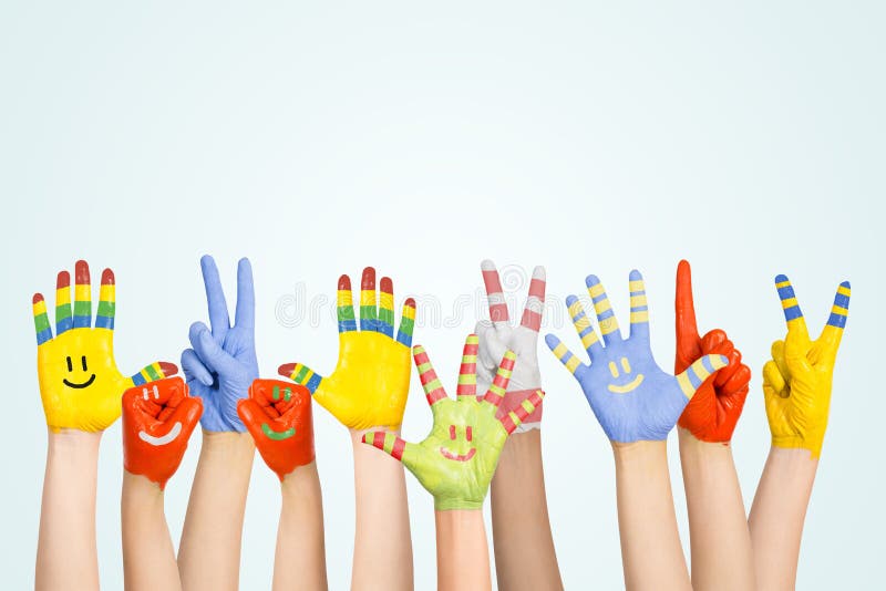 De Geschilderde Handen Van Kinderen Stock Foto - Image of kind, knipsel ...