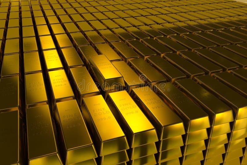 Goudstaven Blokkeren Het Concept Van Drie Dimensies Stock Afbeelding ...