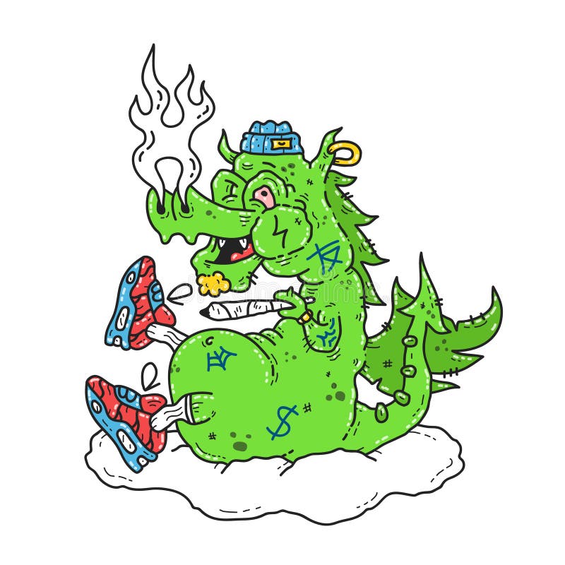 De Grappige Gestenigde Rook Van De Verdovend Middeldraak Vector ...