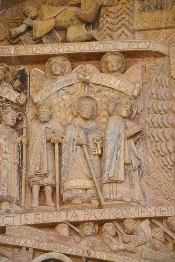 De Gravures Van Het Timpaan Van Het Laatste Oordeel Stock Afbeelding ...