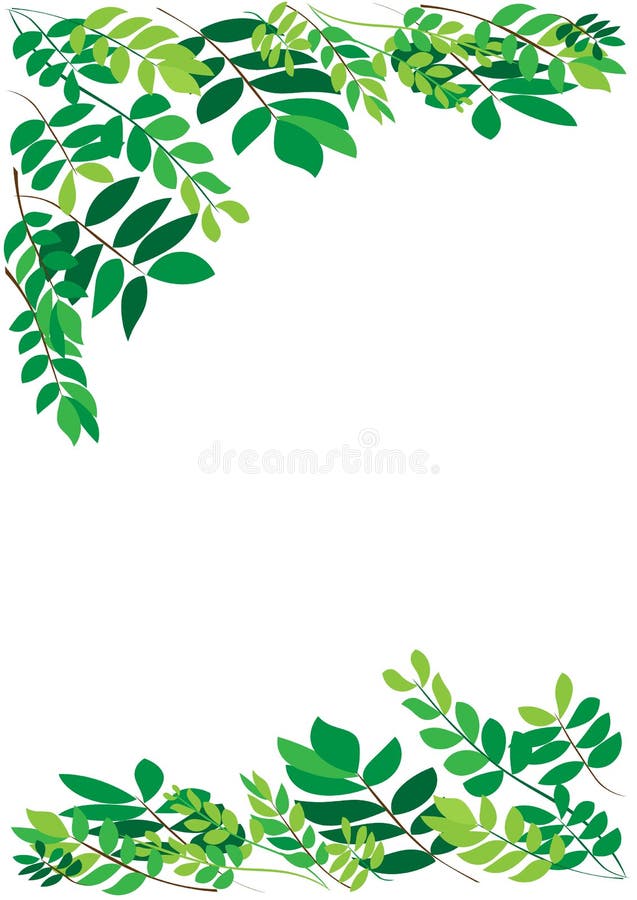 Groene, Bladerige Natuurlijke Rand Stock Illustratie - Illustration of ...
