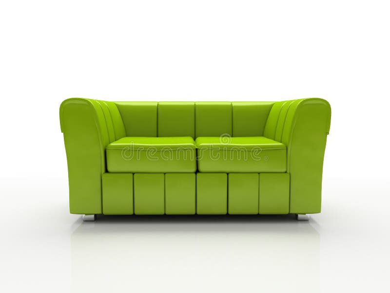 De Groene Bank Op Witte Achtergrond Isoleerde 3d Stock Illustratie ...