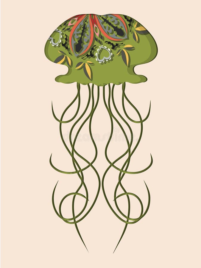 Groene Kwallen Met Vlekken Op Het Lichaamsclose-up Vector Illustratie ...