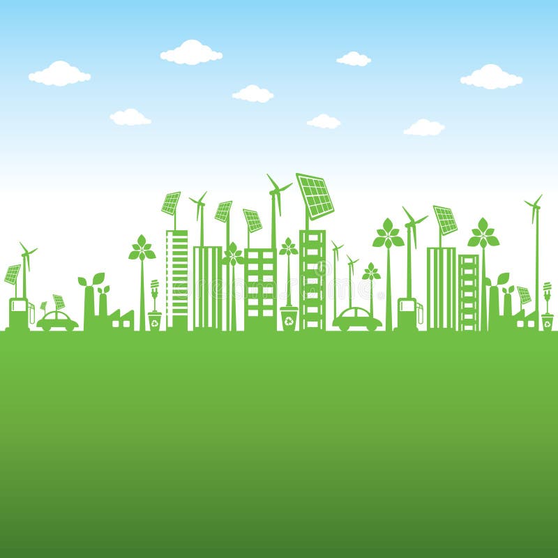 De Groene Stad of Gaat Groen of Bewaart Aardeconcept Vector Illustratie ...